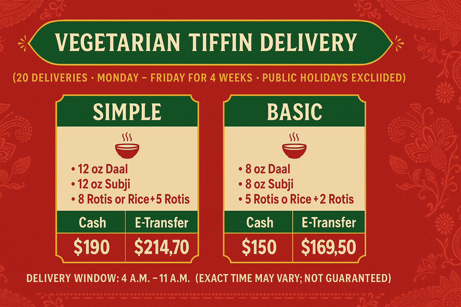Fresh And Healthy Vegetarian Tiffin Delivery In Toronto And Surrounding ...